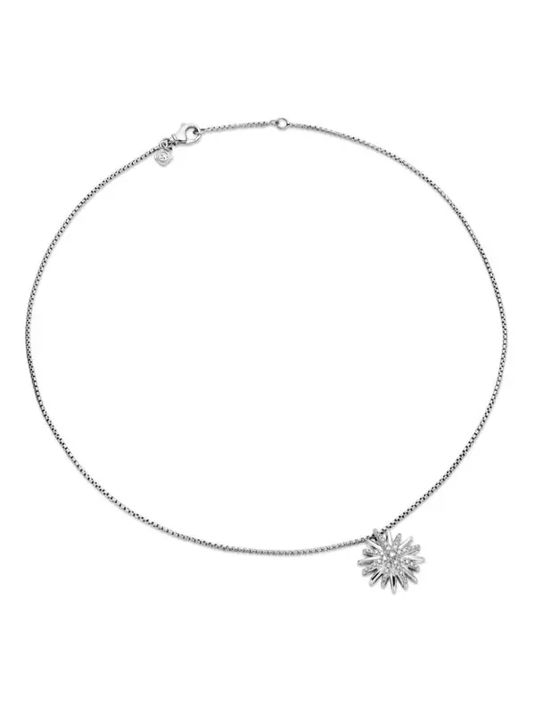 David Yurman Sterling Starburst Diamond Pendant Necklace - Silver