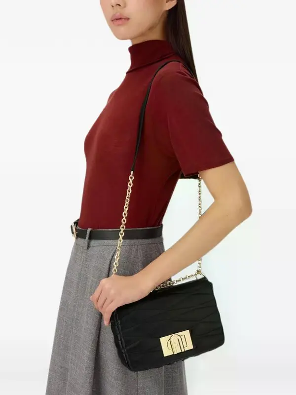 Furla 1927 Quilted Leather Shoulder Bag - Black