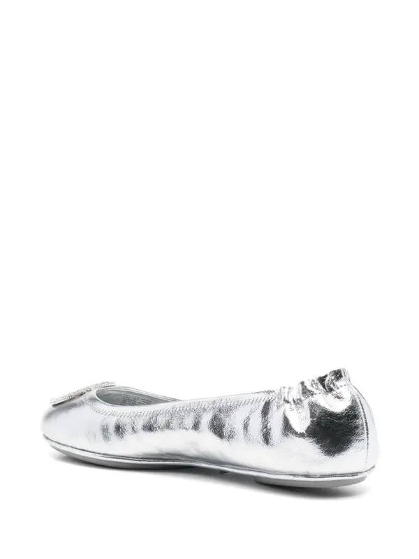 Tory Burch Minnie Travel Ballet Flats - Silver