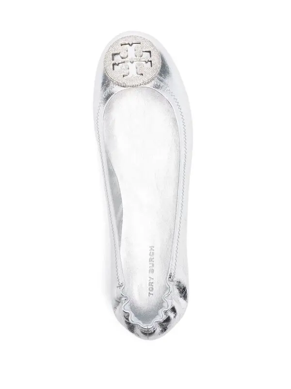 Tory Burch Minnie Travel Ballet Flats - Silver