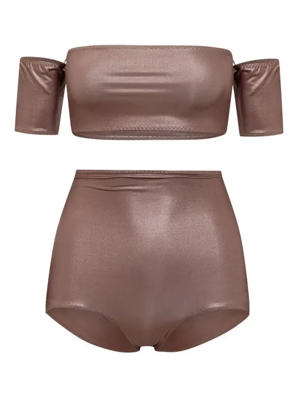 ALESSANDRO VIGILANTE Shiny Bikini Set - Brown