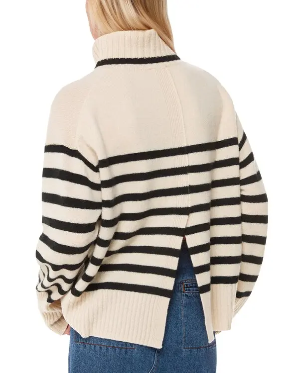 Whistles Stripe Wool Roll Neck Sweater - Ivory/multi