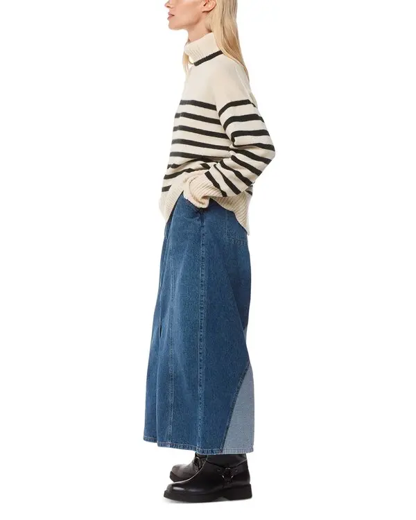 Whistles Stripe Wool Roll Neck Sweater - Ivory/multi