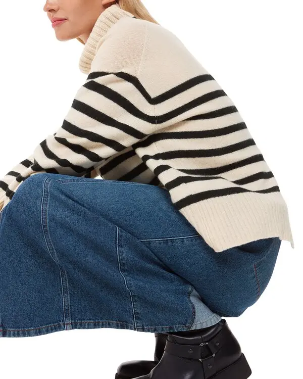 Whistles Stripe Wool Roll Neck Sweater - Ivory/multi