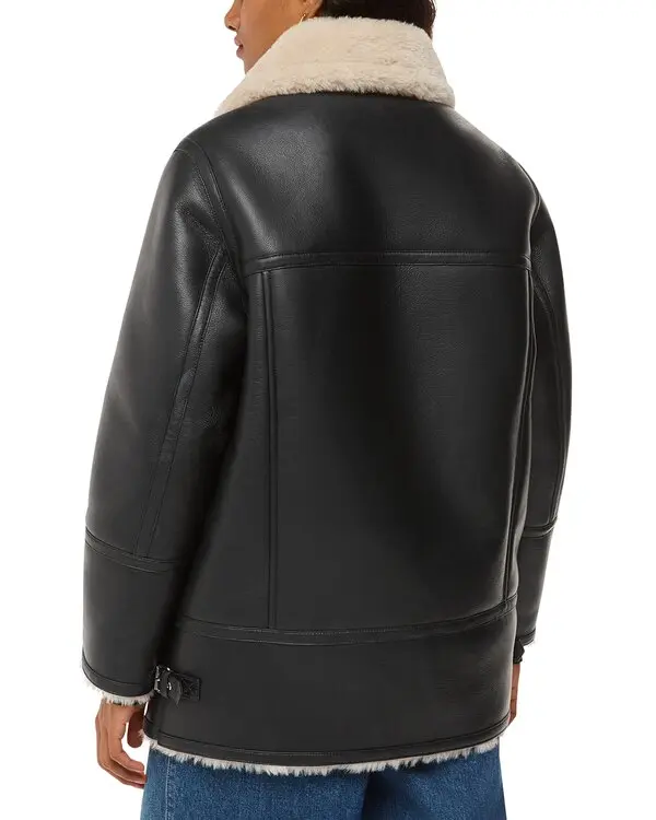 Whistles Petite Faux Shearling Aviator Coat