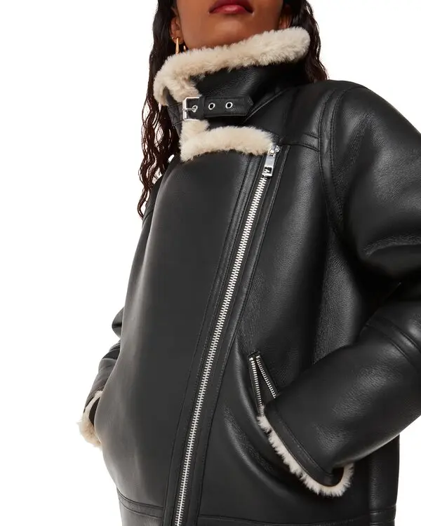 Whistles Petite Faux Shearling Aviator Coat