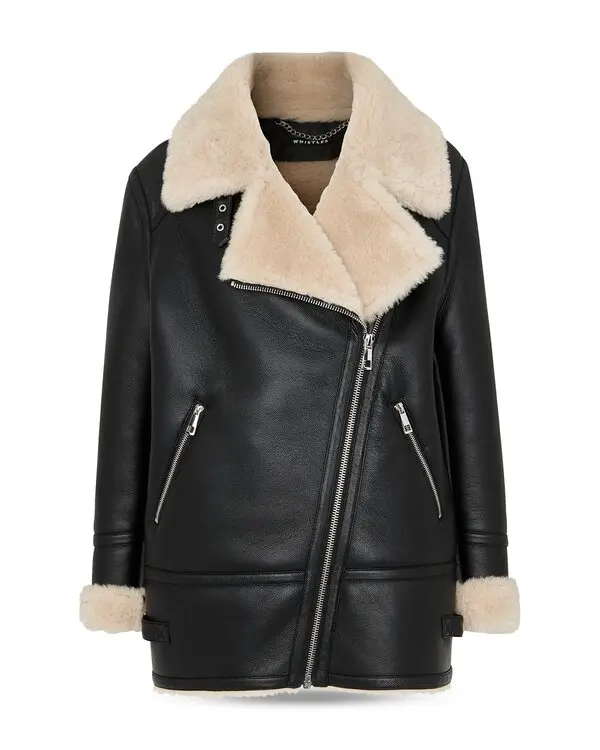 Whistles Petite Faux Shearling Aviator Coat