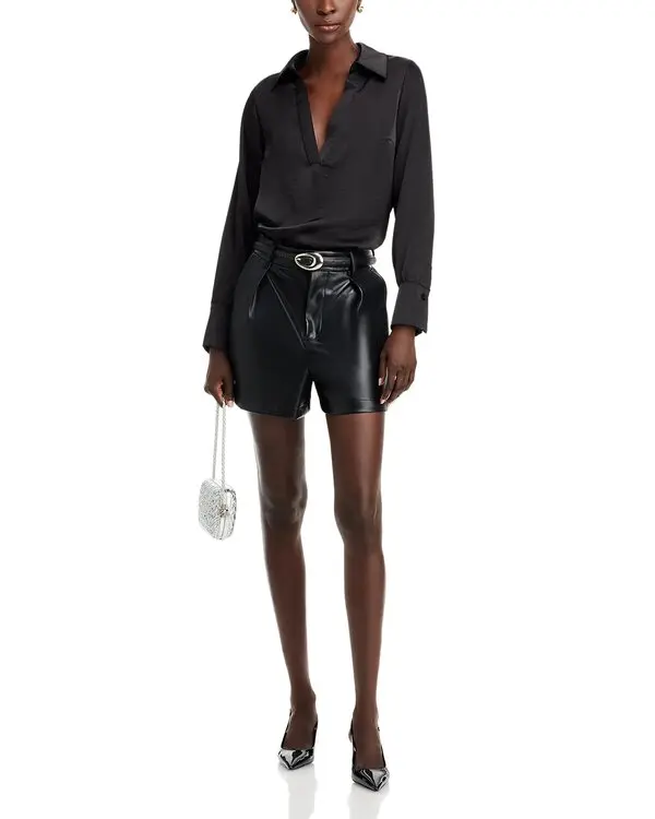 Aqua Satin Popover Blouse