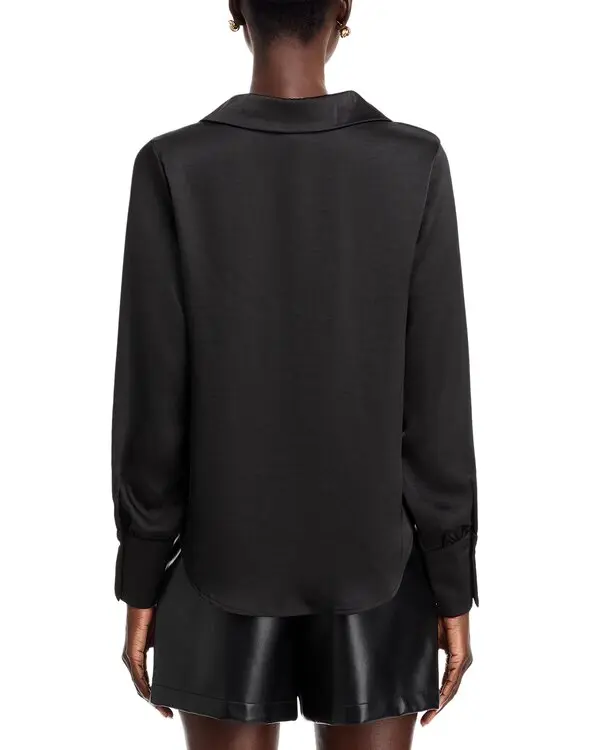 Aqua Satin Popover Blouse