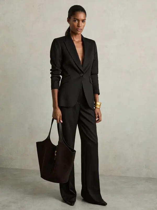 REISS Millie Single-breasted Tailored Blazer - Black