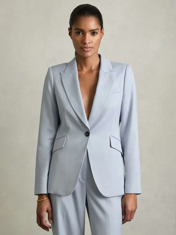 REISS Millie Single-breasted Tailored Blazer - Blue