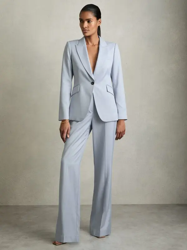 REISS Millie Single-breasted Tailored Blazer - Blue