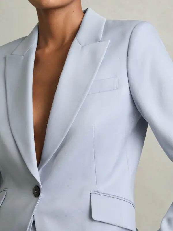REISS Millie Single-breasted Tailored Blazer - Blue