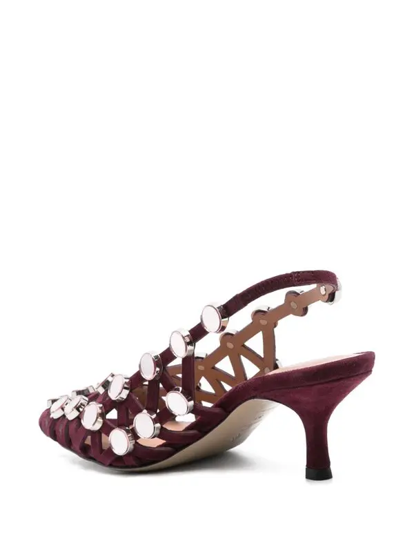 Attico 50mm Grid Slingback Pumps - Purple