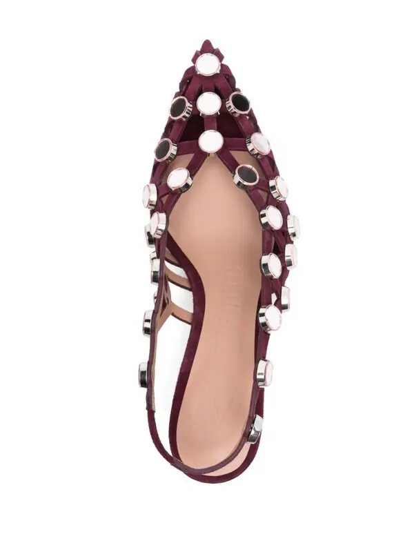 Attico 50mm Grid Slingback Pumps - Purple