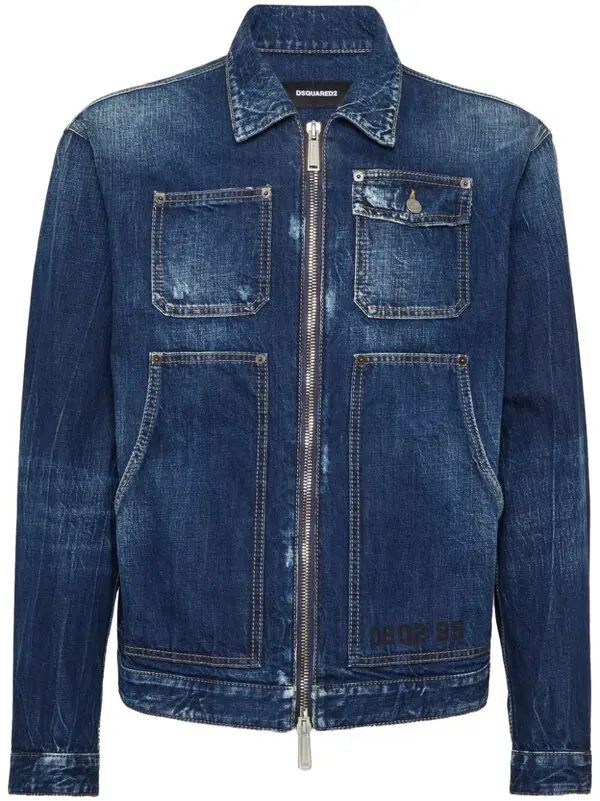 Dsquared2 Zippered Denim Trucker Jacket - Blue