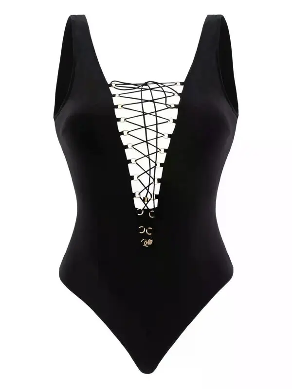 NOIRE SWIMWEAR Lace-up One-piece Swimsuit - Black