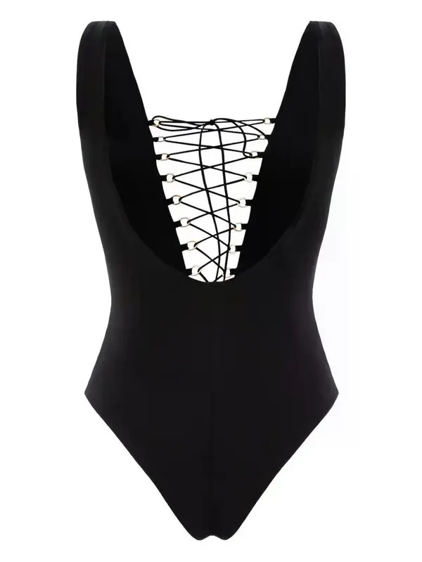 NOIRE SWIMWEAR Lace-up One-piece Swimsuit - Black