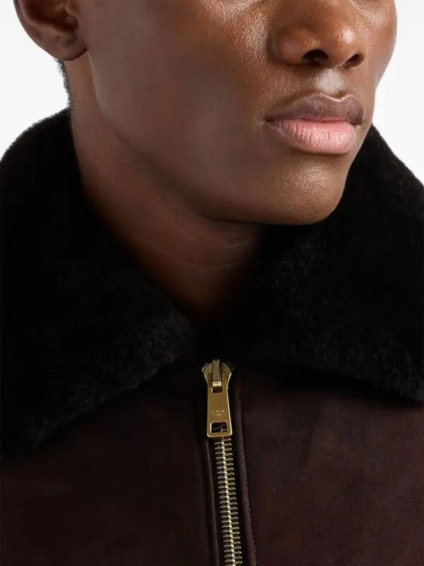Prada Triangle-logo Leather Bomber Jacket - Brown