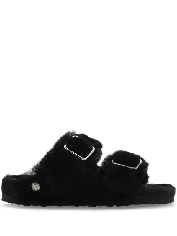 BIRKENSTOCK Arizona Shearling Slides - Black