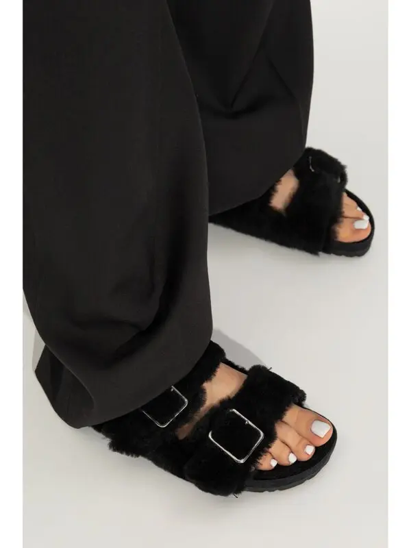 BIRKENSTOCK Arizona Shearling Slides - Black
