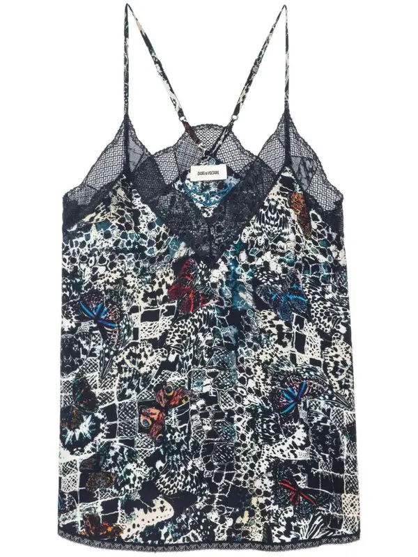Zadig&Voltaire Christy Butterfly-print Top - Neutrals