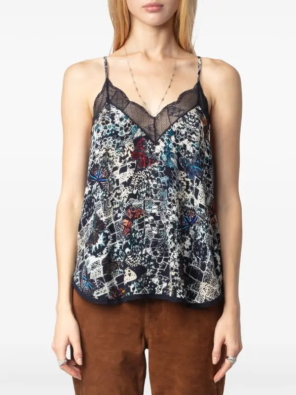 Zadig&Voltaire Christy Butterfly-print Top - Neutrals