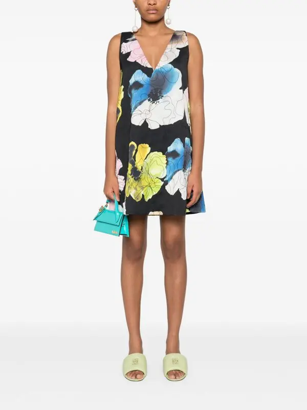 Stine Goya Floral Embroidered Mini Dress - Black