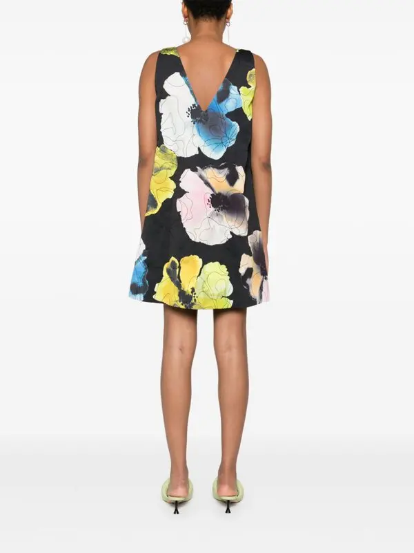 Stine Goya Floral Embroidered Mini Dress - Black