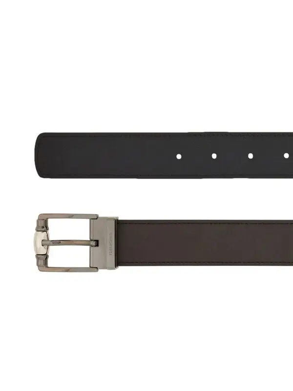 FERRAGAMO Reversible Leather Belt - Brown