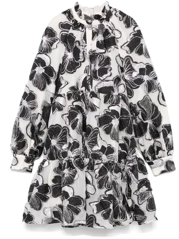 Stine Goya Anemone Jacquard Tiered Mini Dress - White