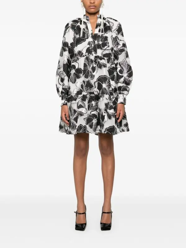 Stine Goya Anemone Jacquard Tiered Mini Dress - White