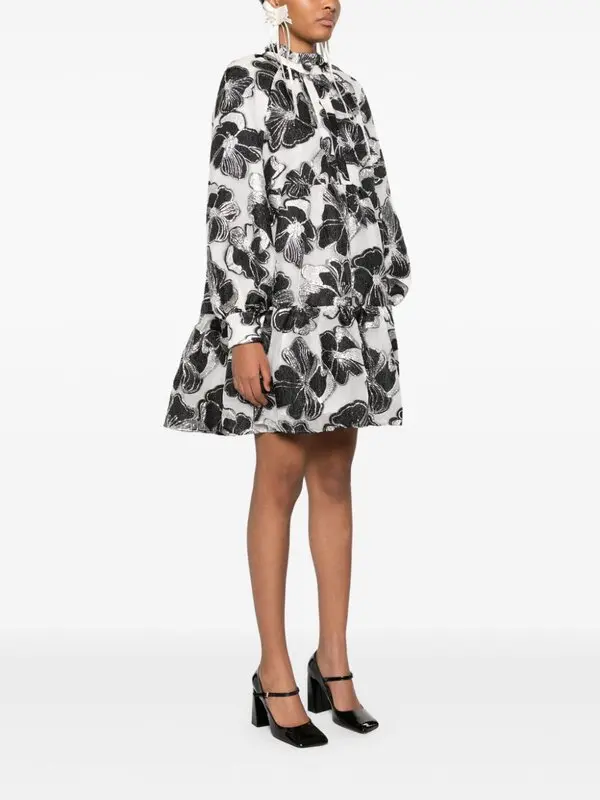 Stine Goya Anemone Jacquard Tiered Mini Dress - White