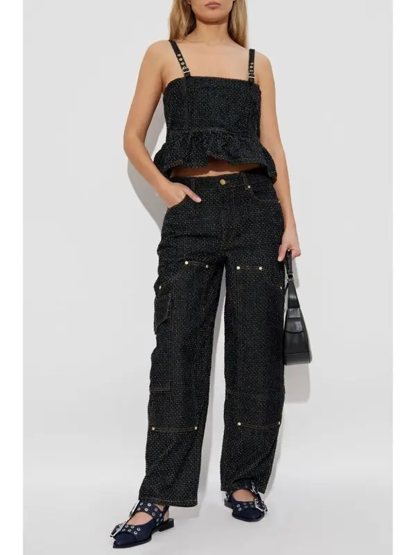 GANNI Peplum Denim Top