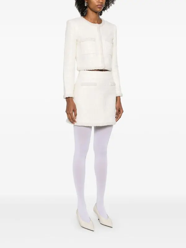 SELF-PORTRAIT Bouclé Mini Skirt - Neutrals