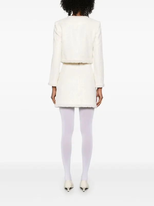 SELF-PORTRAIT Bouclé Mini Skirt - Neutrals