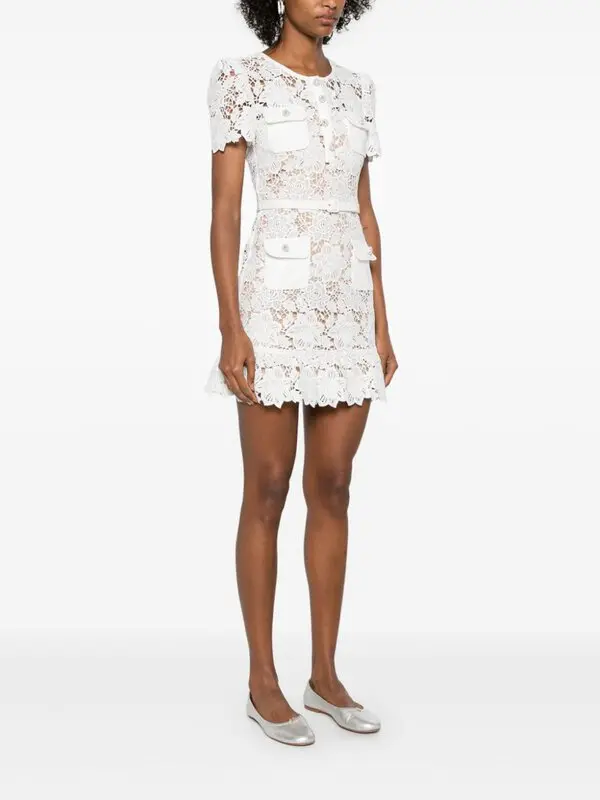 self portrait white circle floral lace mini dress Self-Portrait Floral Lace Mini Dress In White - 77% Off