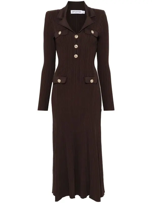 self portrait brown textured knit midi dress Buy SELF-PORTRAIT Ribbed-knit - At 60% Off Sexy lingerie