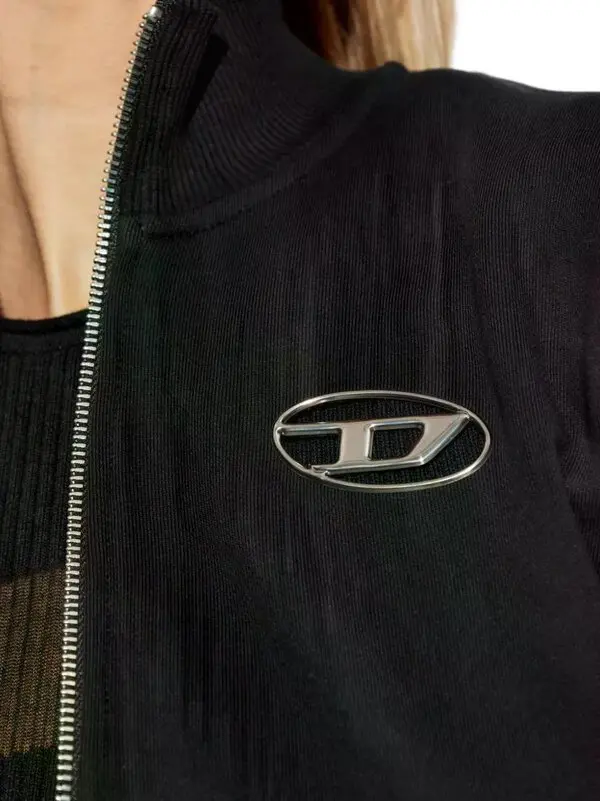 DIESEL® Zip-up Sweatshirt With Cut-out Logo