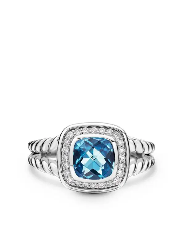 David Yurman Sterling Topaz And Diamond Albion Ring - Silver