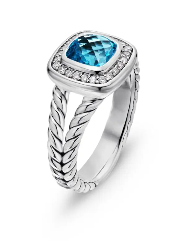 David Yurman Sterling Topaz And Diamond Albion Ring - Silver