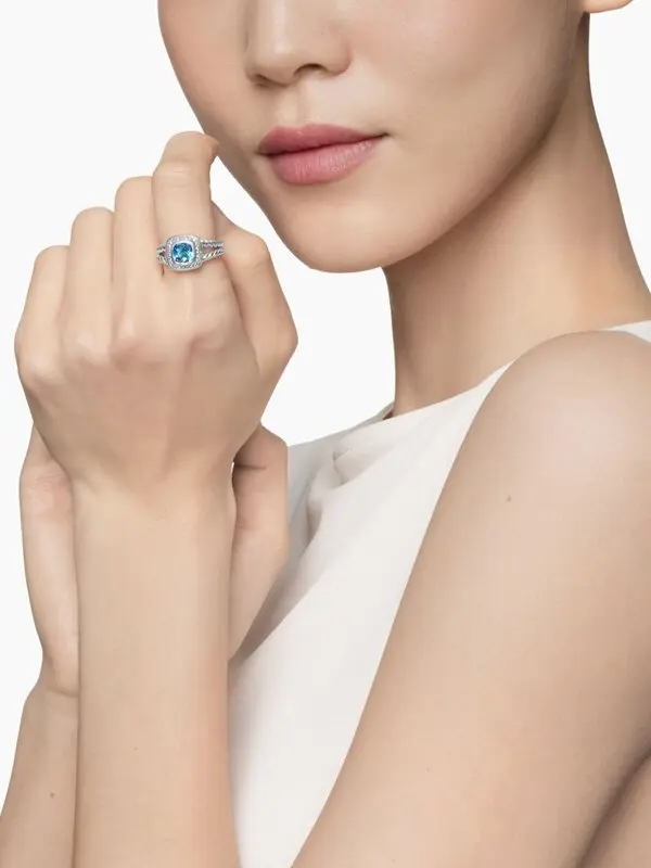 David Yurman Sterling Topaz And Diamond Albion Ring - Silver