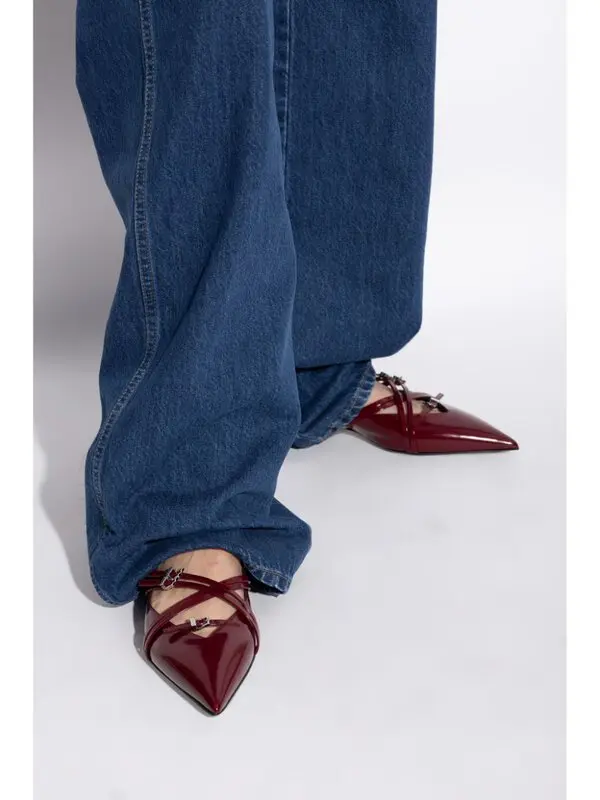 Gucci Leather Strappy Ballerina Shoes