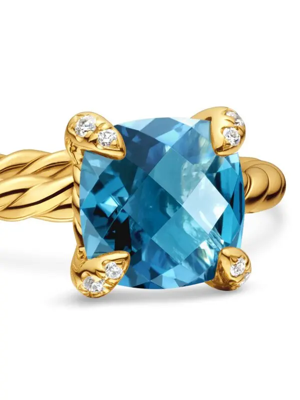 David Yurman 18kt Yellow Chatelaine Topaz And Diamond Ring - Gold