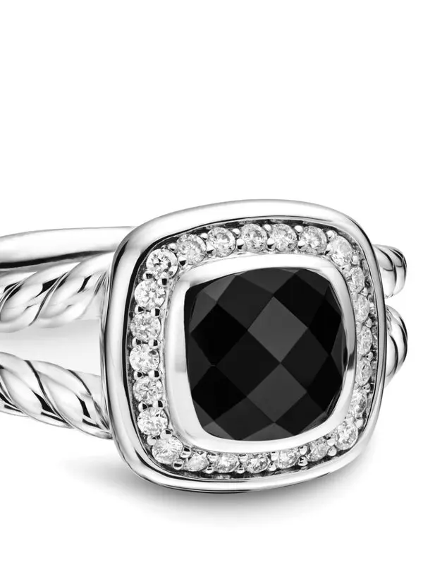 David Yurman Petite Albion Onyx And Diamond Ring - Silver
