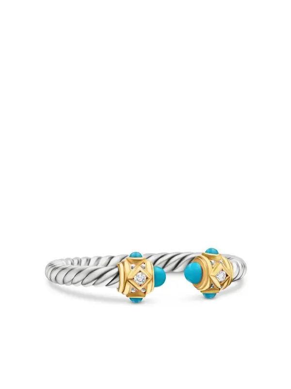 David Yurman Sterling Renaissance Turquoise And Diamond Ring - Silver