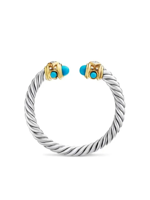 David Yurman Sterling Renaissance Turquoise And Diamond Ring - Silver