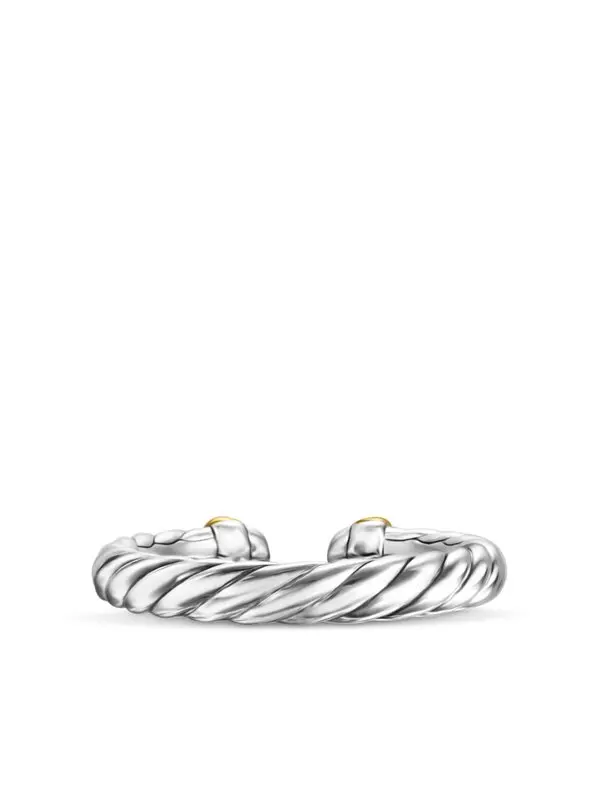 David Yurman 14kt Yellow Gold And Sterling Petite Cable Ring - Silver