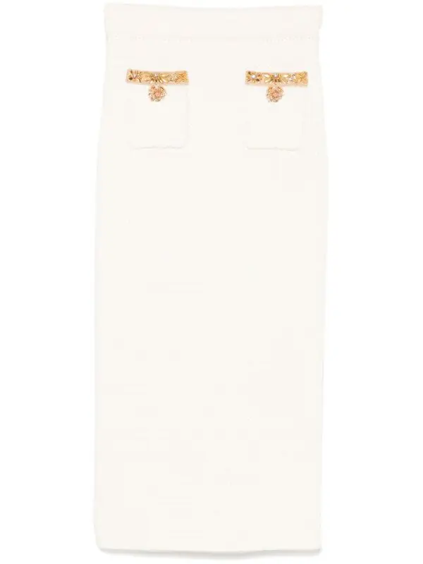 SELF-PORTRAIT Lurex Knitted Midi Skirt - Neutrals