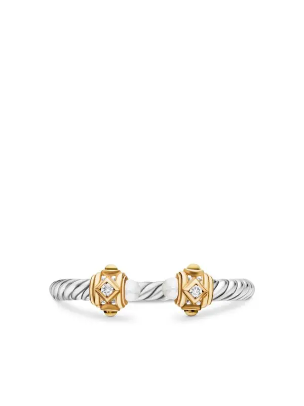 David Yurman 18kt Yellow Gold And Sterling Renaissance Pearl And Diamond Ring - Silver